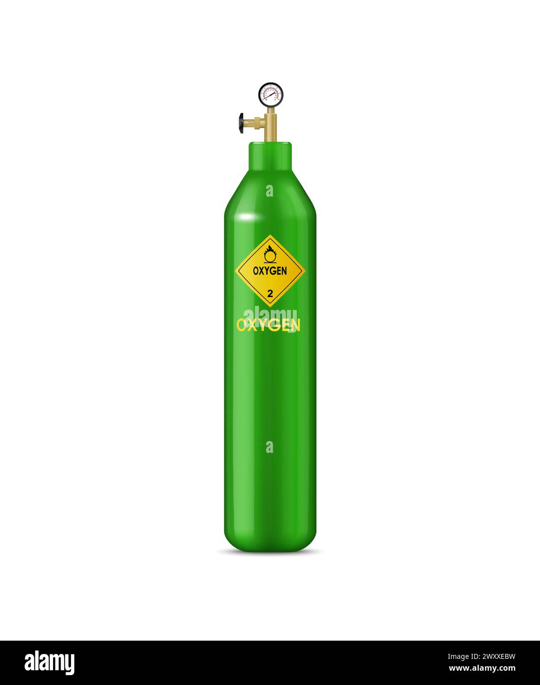 Realistic oxygen gas cylinder, compressed gas metal balloon. Isolated ...