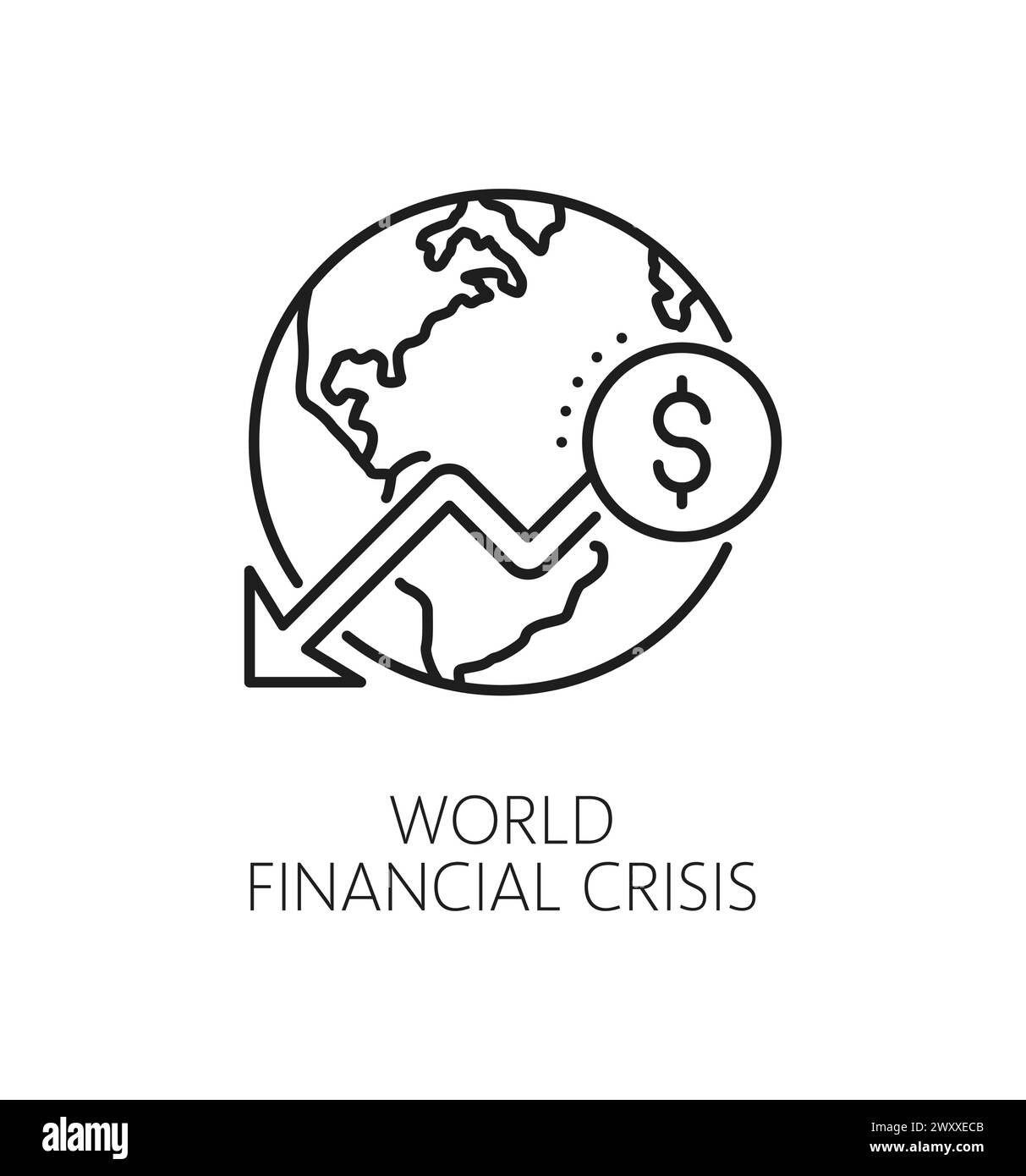 Global economic crisis and downturn line icon. Company crisis gander ... Global economic crisis and downturn line icon. Company crisis gander ...