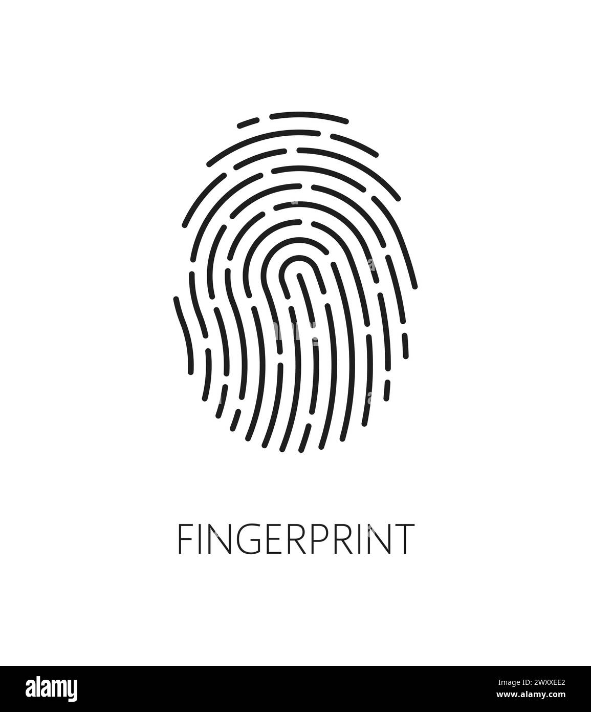 Fingerprint Biometric Identification Outline Icon For Recognition And