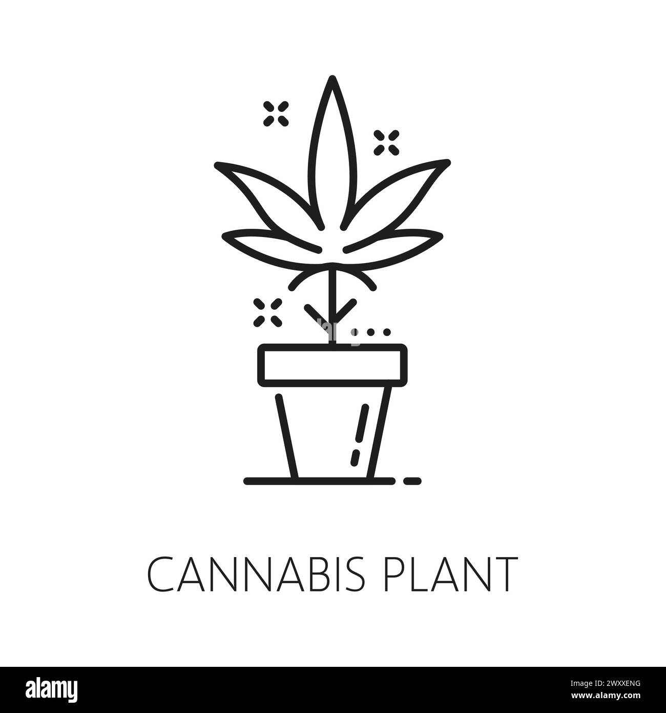 Cannabis line icon, cbd and marijuana, weed plant in pot. Isolated ...