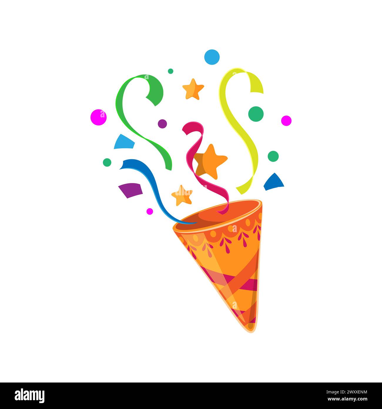 Holiday party popper cone, birthday firecracker with striped confetti ...