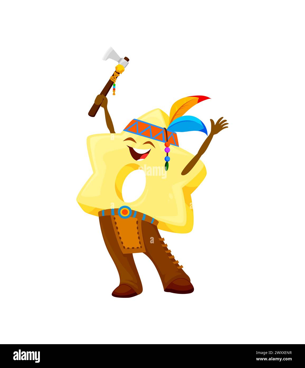 Cartoon Italian pasta Wild West indigenous character. Stelle pasta ...