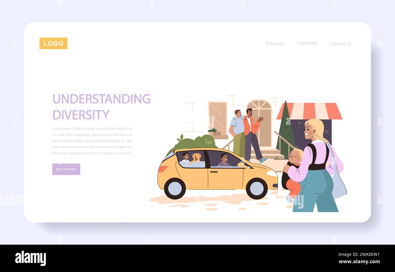 Modern Families concept. Diverse urban life captured in a bustling city ...