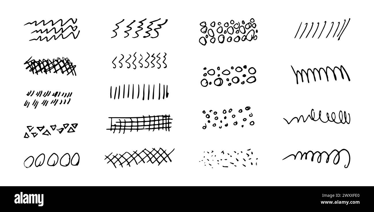 Brushes and elements for notes highlighting text. Strokes lines doodles ...
