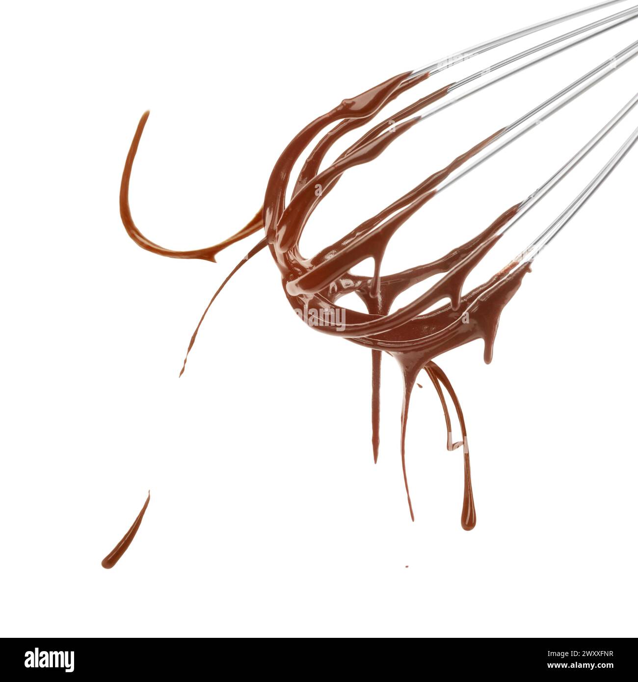 Whisk with chocolate cream on white background Stock Photo - Alamy