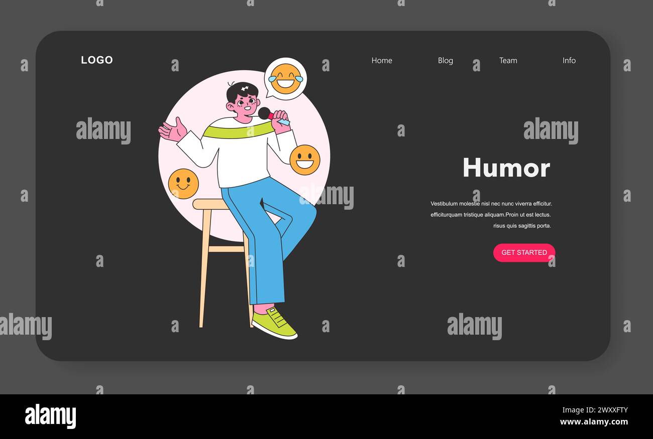 Humor concept. Cheerful storyteller sharing joy with amusing facial ...