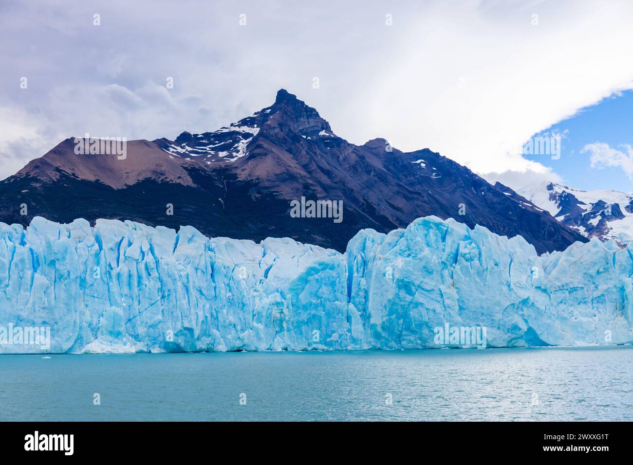 Perito Moreno Glacier blue ice in Patagonia, Argentina. Ice serac and ...