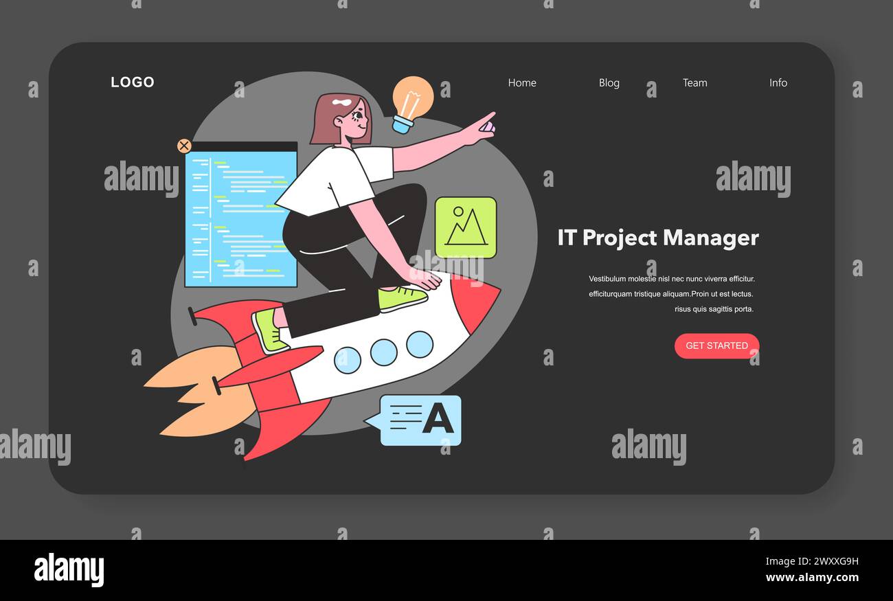 An IT Project Manager propels projects forward with vision and innovation, symbolized by a ...