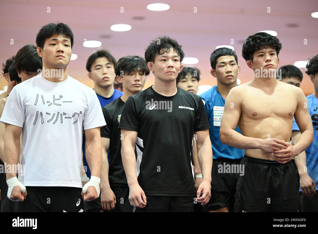 (L-R) Daichi Takatani, Rei Higuchi, Kotaro Kiyooka, APRIL 2, 2024 - Wrestling : Japan Men's ...