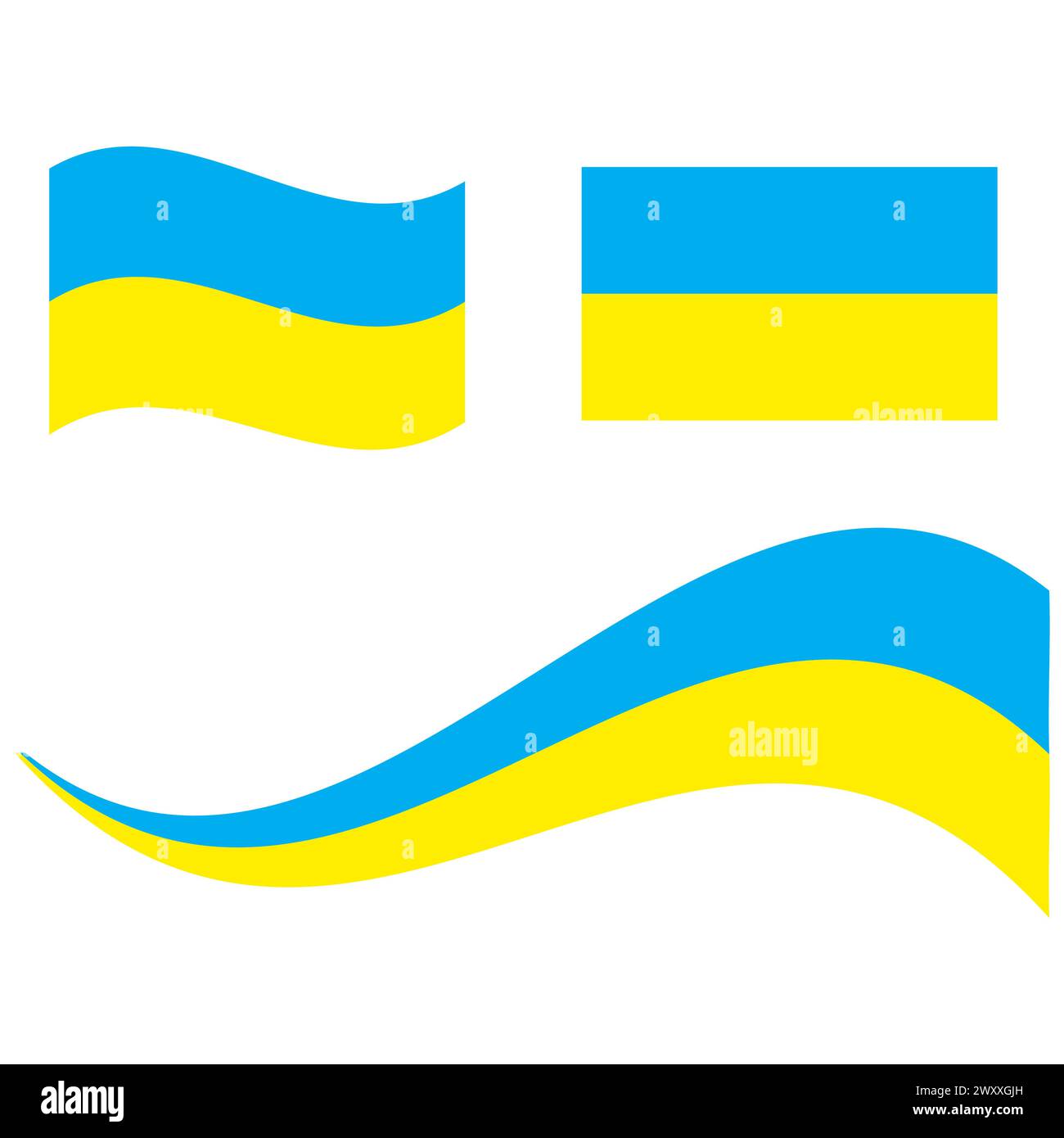 Ukrainian flag in various shapes and motion. National symbol. Vector ...