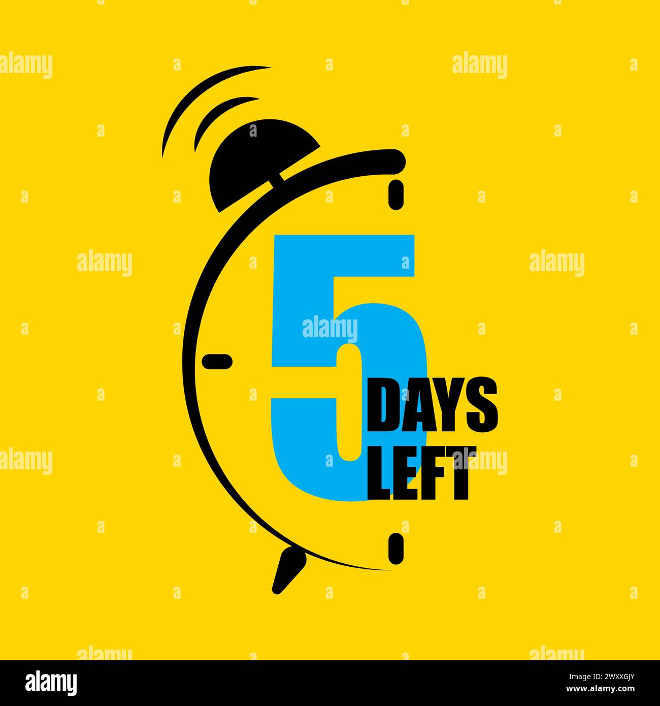 Countdown timer icon. Five days left alert. Deadline countdown graphic ...