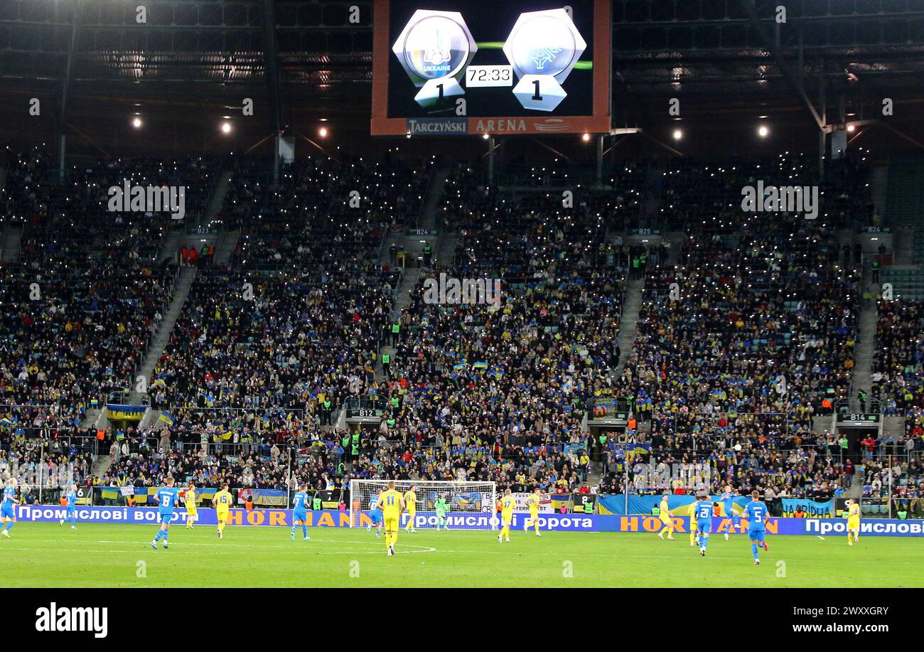 Wroclaw, Poland - March 26, 2024: Lighting performance on crowded ...