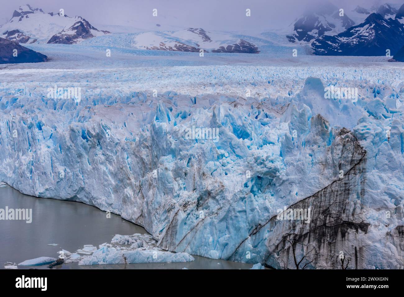 Perito Moreno Glacier blue ice in Patagonia, Argentina. Ice serac and ...
