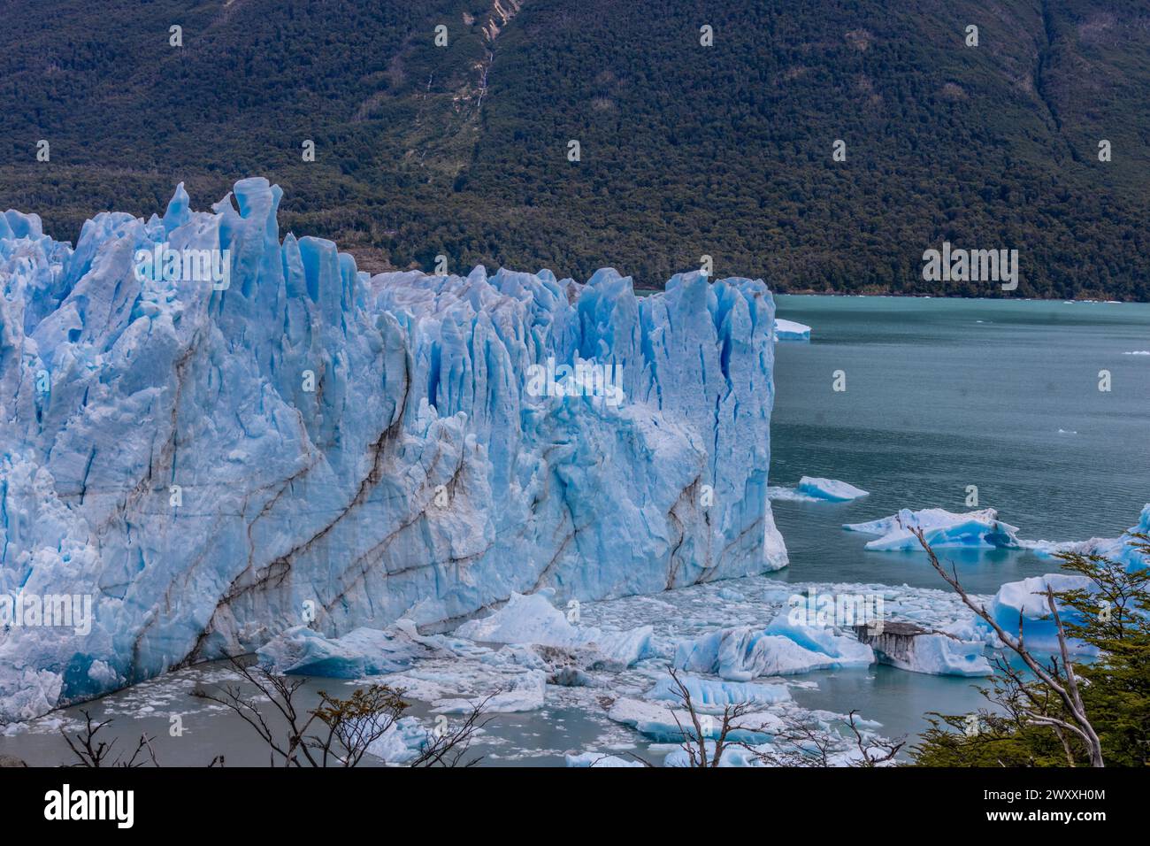 Perito Moreno Glacier blue ice in Patagonia, Argentina. Ice serac and ...
