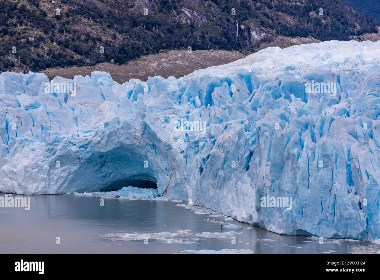 Perito Moreno Glacier blue ice in Patagonia, Argentina. Ice serac and ...