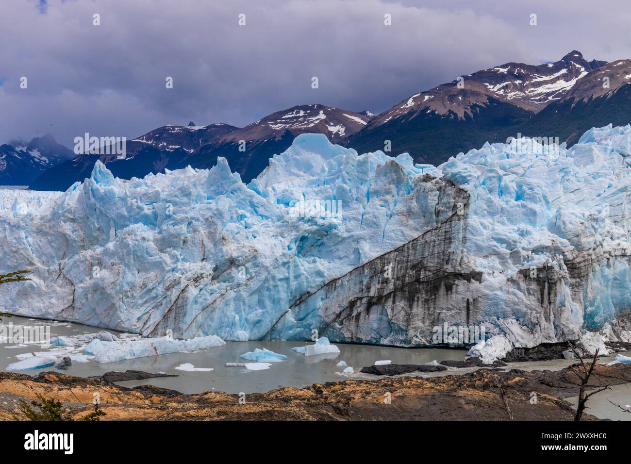 Perito Moreno Glacier blue ice in Patagonia, Argentina. Ice serac and ...