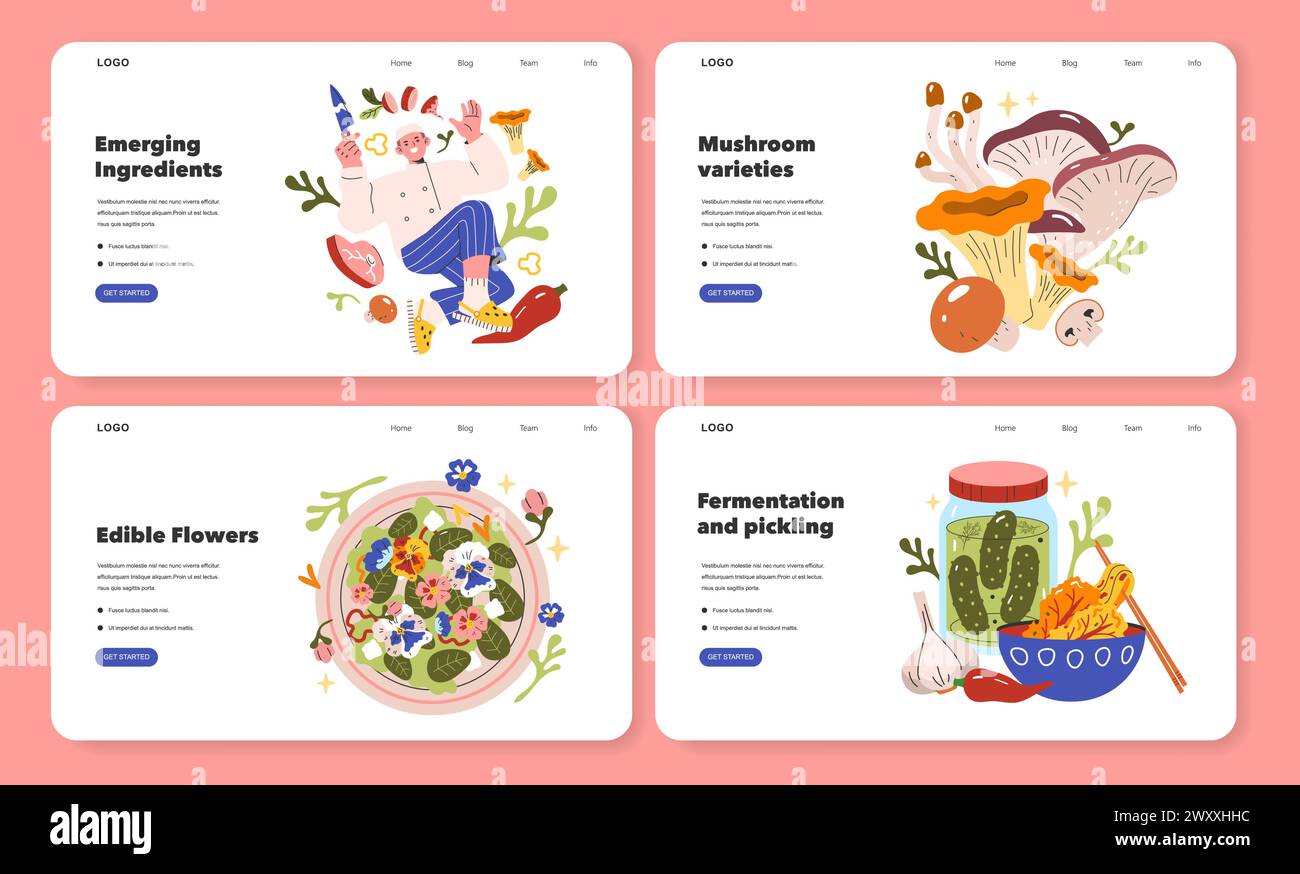 Culinary Trends Series set. Artful depictions of emerging ingredients ...