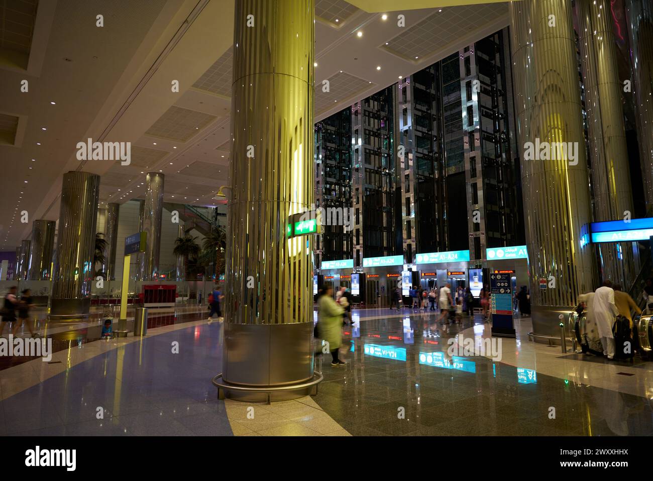 Interior of DXB Dubai International Airport terminal in Dubai, United ...