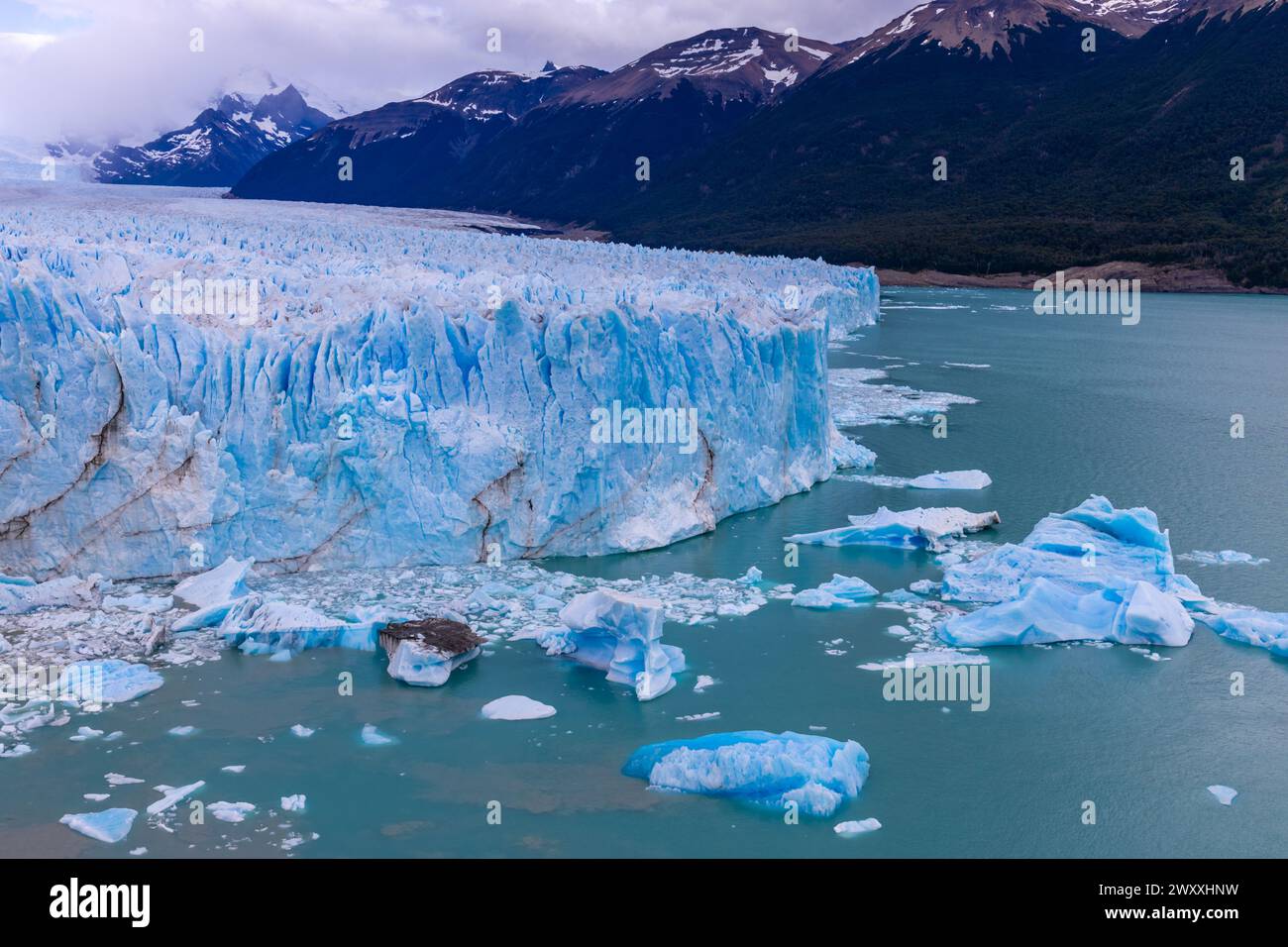 Perito Moreno Glacier blue ice in Patagonia, Argentina. Ice serac and ...