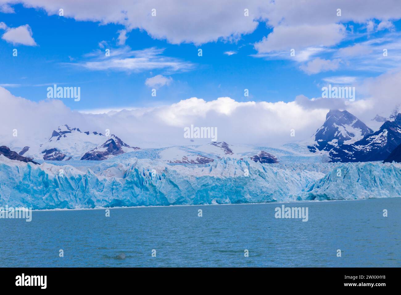 Perito Moreno Glacier blue ice in Patagonia, Argentina. Ice serac and ...