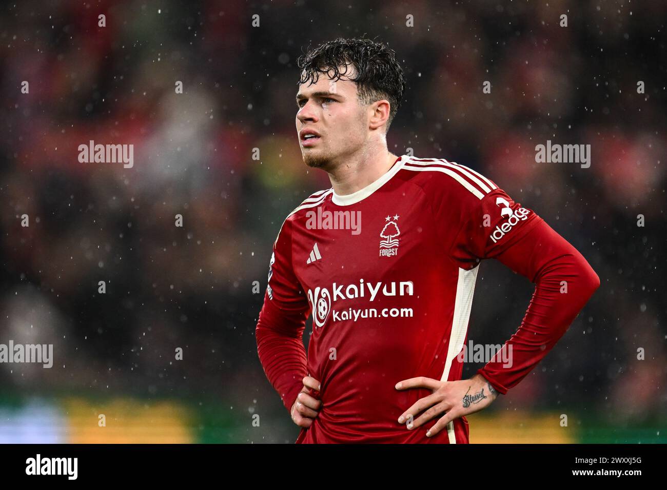 Neco Williams of Nottingham Forest reacts during the Premier League ...