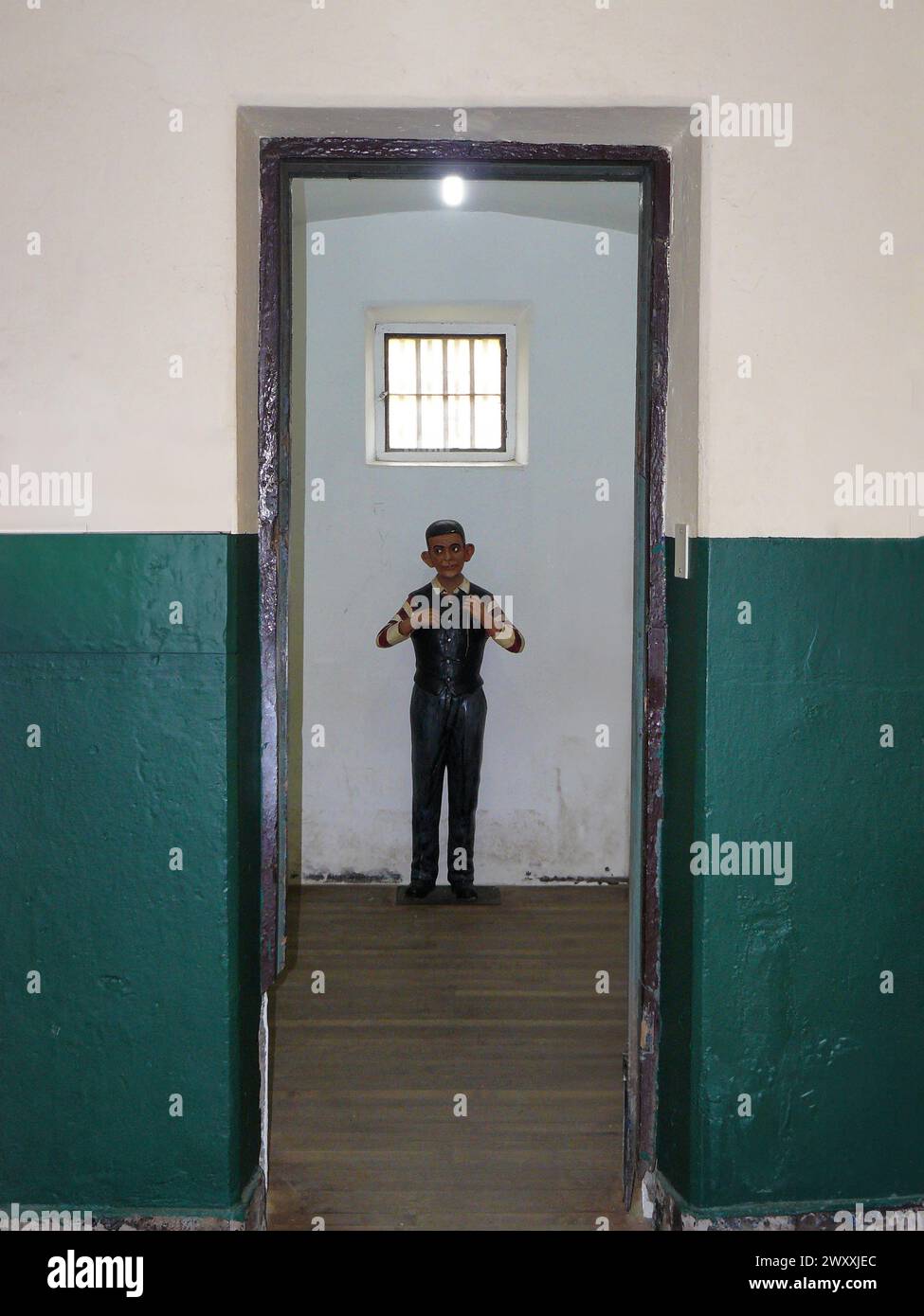Statue of Petiso Orejudo in Ushuaia prison with thread in his hands ...