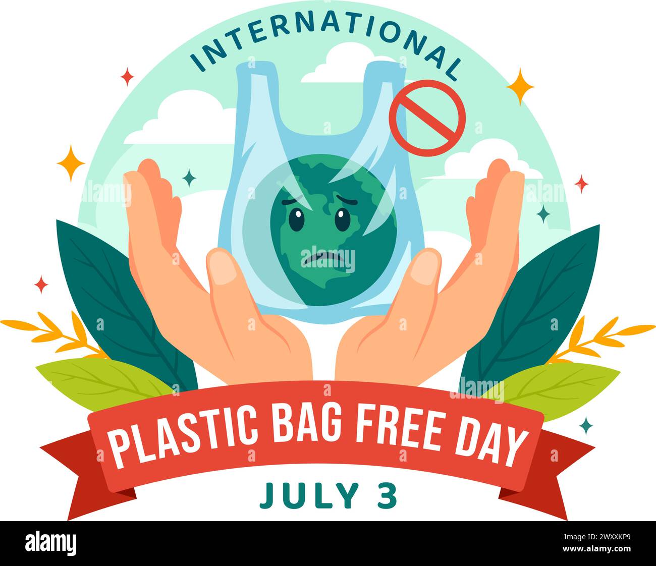 International Plastic Bag Free Day Vector Illustration on 3 July with ...