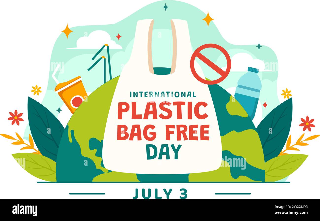 International Plastic Bag Free Day Vector Illustration on 3 July with ...