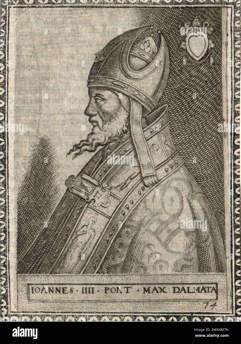 A 16th Century engraving of Pope John IV who was pontiff from AD640 to ...