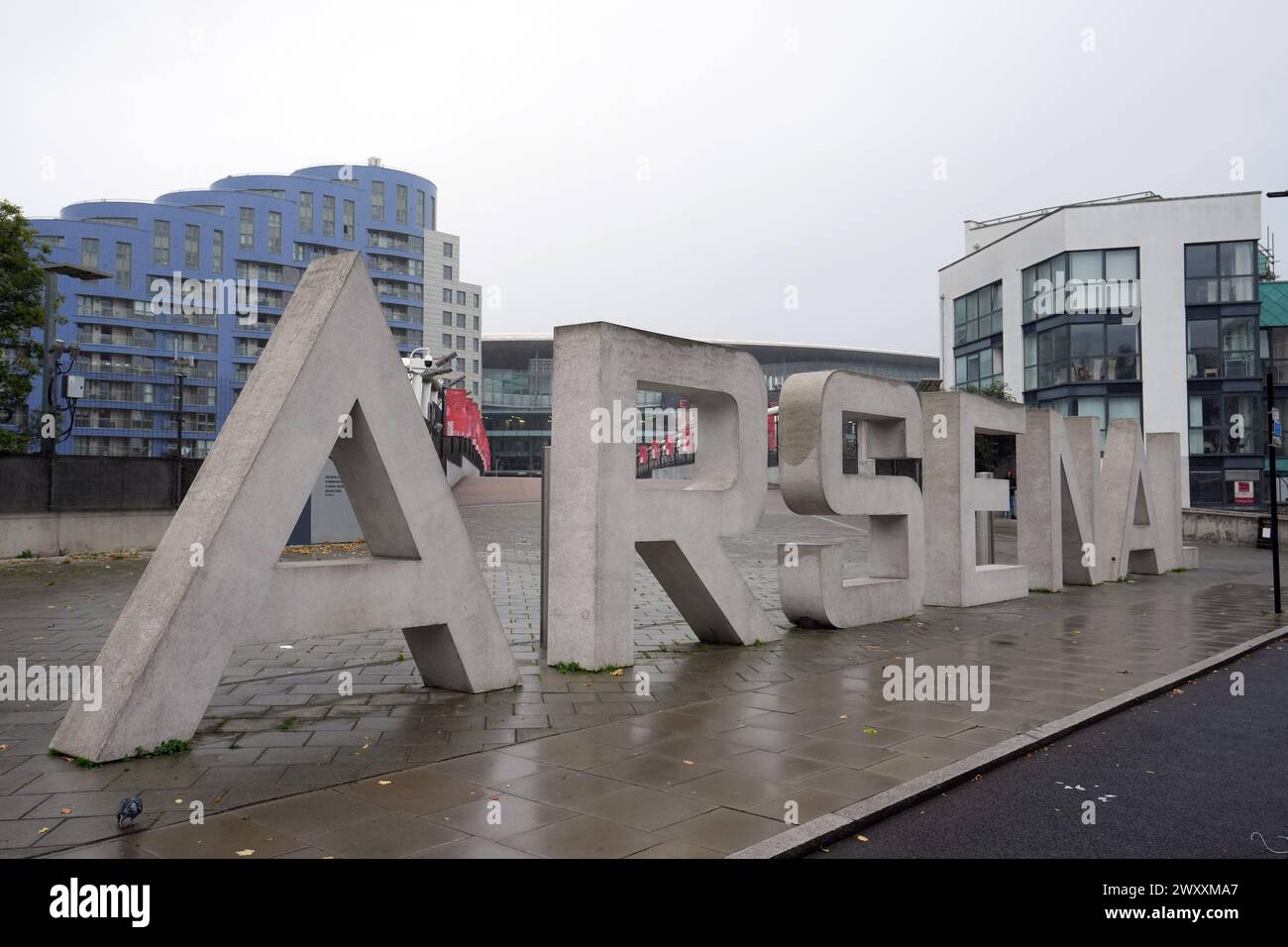 Arsenal letters outside of Emirates Stadium, Wednesday, Oct. 5 2022, in ...