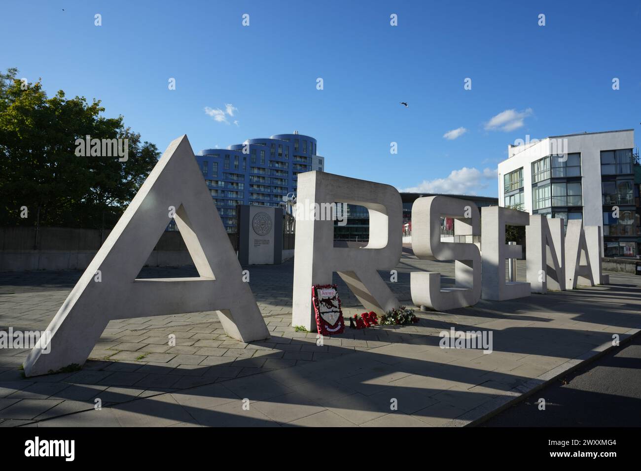 Arsenal letters at Emirates Stadium, Saturday, Oct. 8, 2022, in London ...