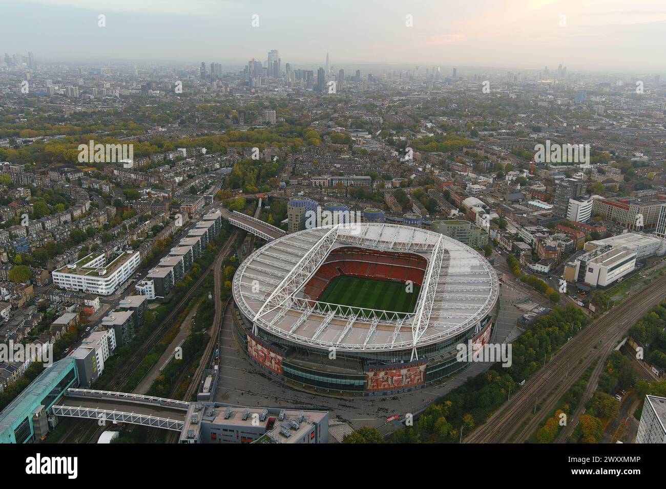 A general overall aerial view of Emirates Stadium, Saturday, Oct. 29 ...