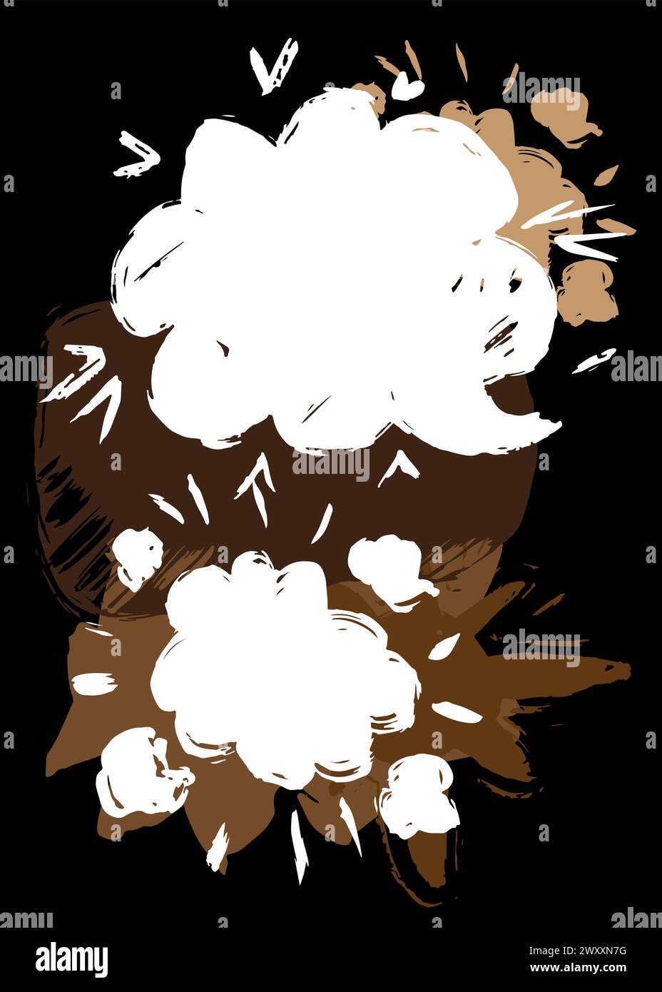 White and Brown Graffiti speech bubble on black background. Abstract ...