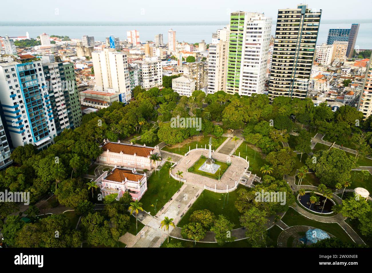 Aerial View of the Republic Square and Belem City in North of Brazil ...