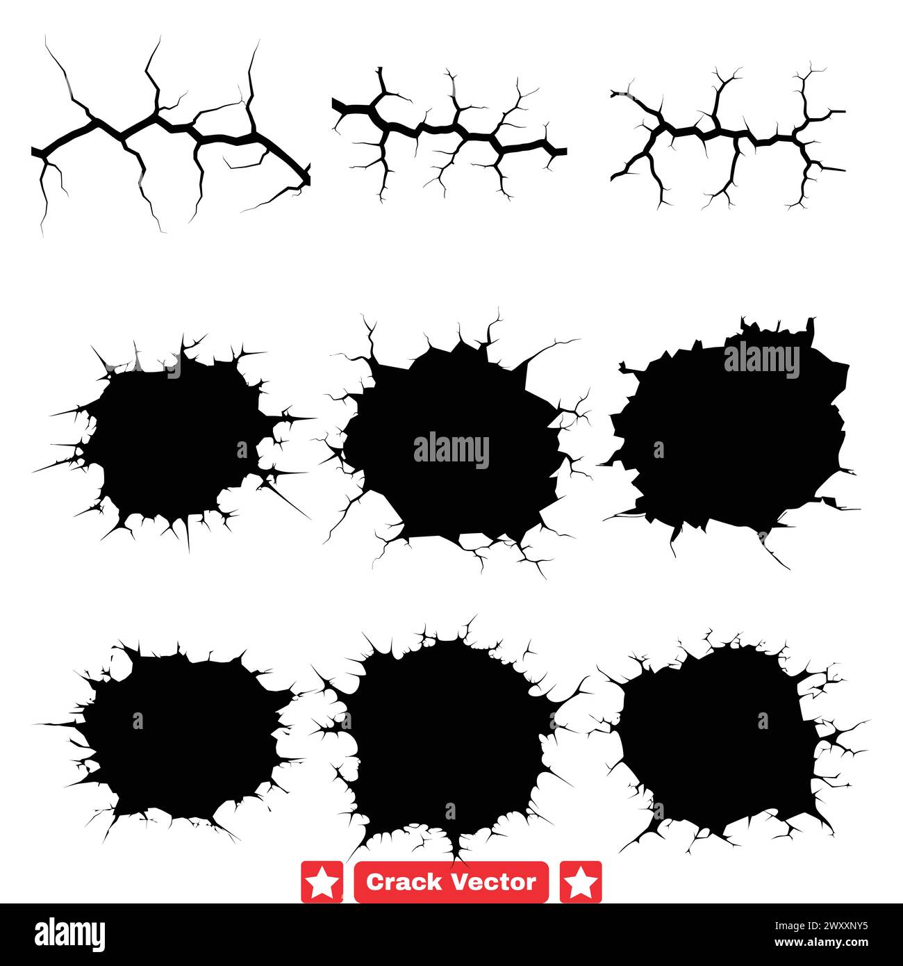 Abstract Crack Patterns Versatile Vector Silhouette Set for Creative ...