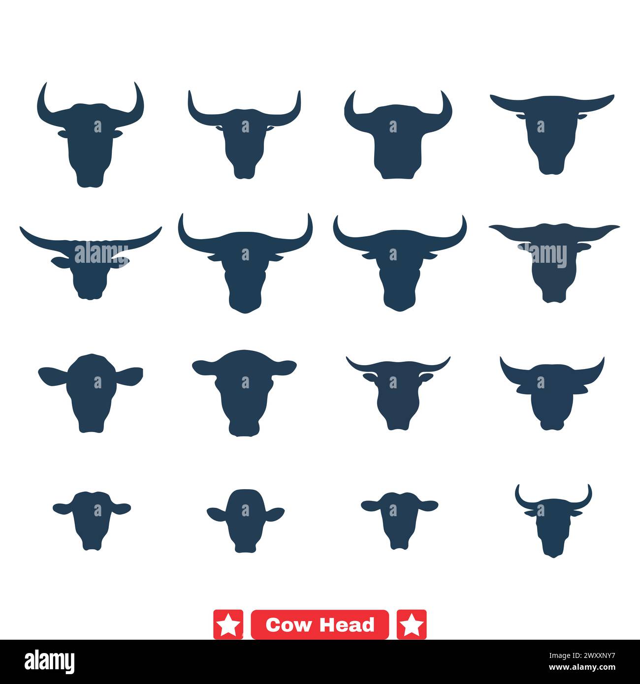 Intricate Cow Head Vector Set Add Charm to Your Graphics Stock Vector ...