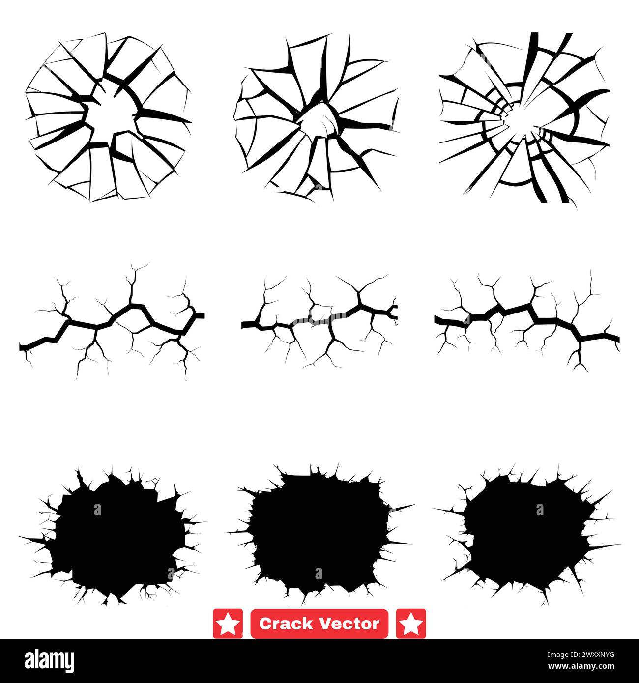 Modern Crack Effect Vector Silhouettes Enhance Your Artistic Creations ...