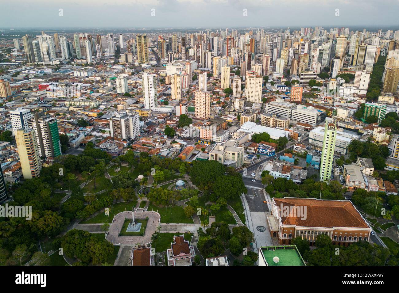 Aerial View of the Republic Square and Belem City in North of Brazil ...