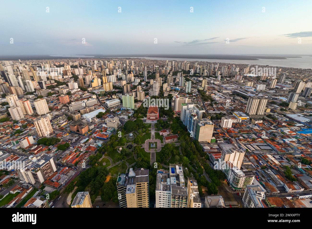 Aerial View of the Republic Square and Belem City in North of Brazil ...