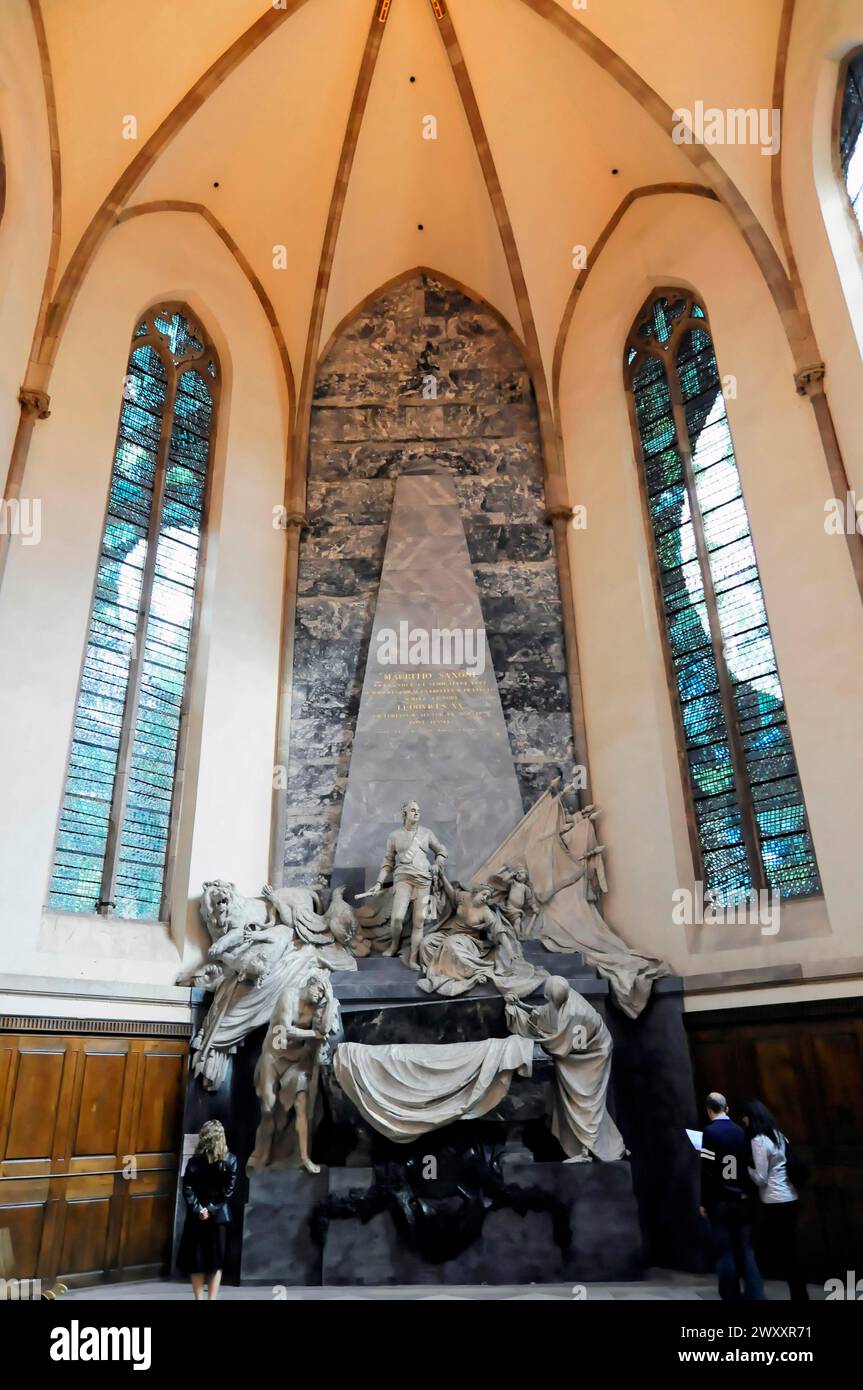Interior view, Saint-Thomas church, Strasbourg, A large marble monument ...