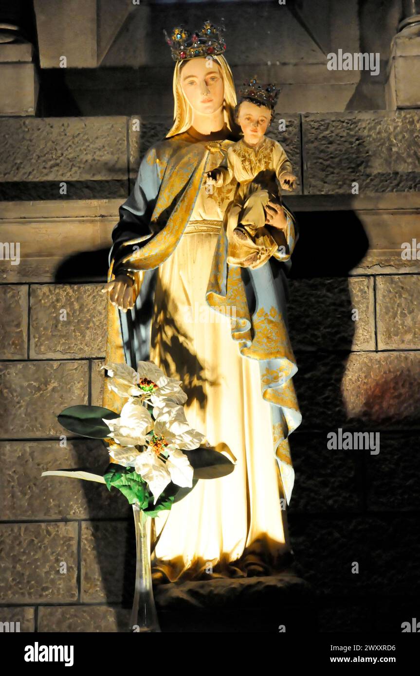 Cathedral, Monte Carlo, Principality of Monaco, A statue of the Virgin Mary and Child ...