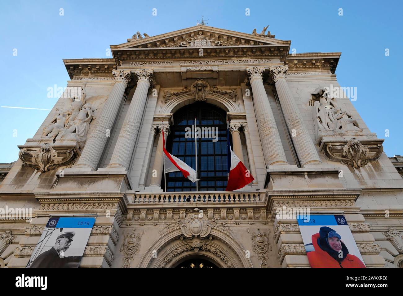 Main entrance of the Oceanographic Museum, Monte Carlo, The facade of a ...