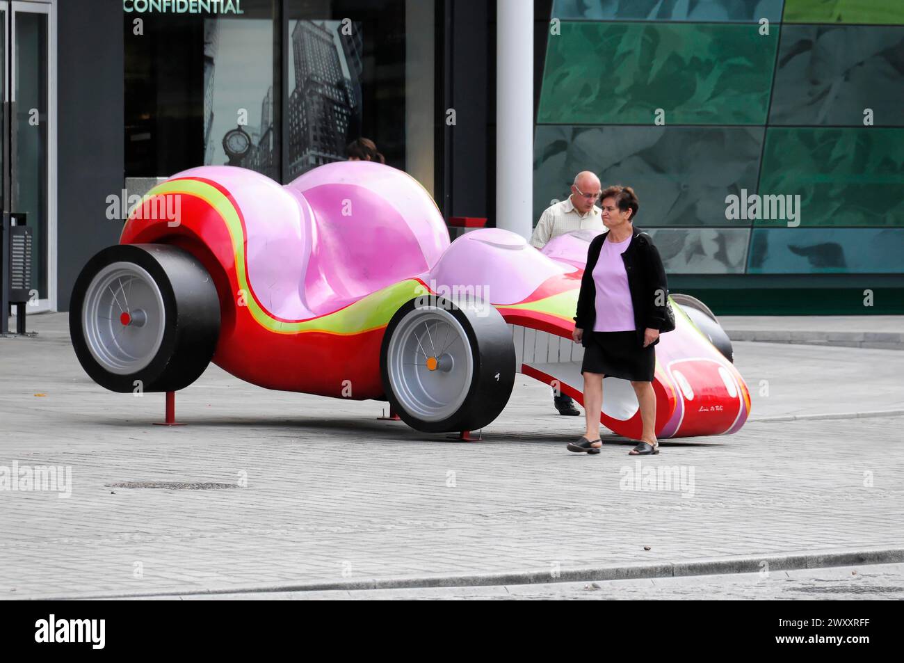 Street art, A colourful, oversized car as street art in an urban ...