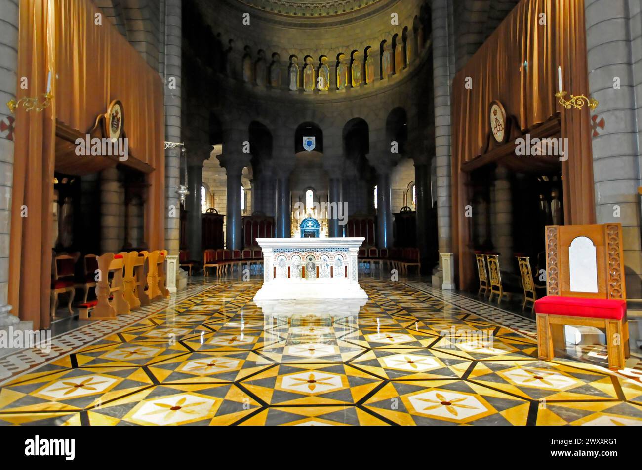 Cathedral, Monte Carlo, Principality of Monaco, An altar in the centre of a church with ...