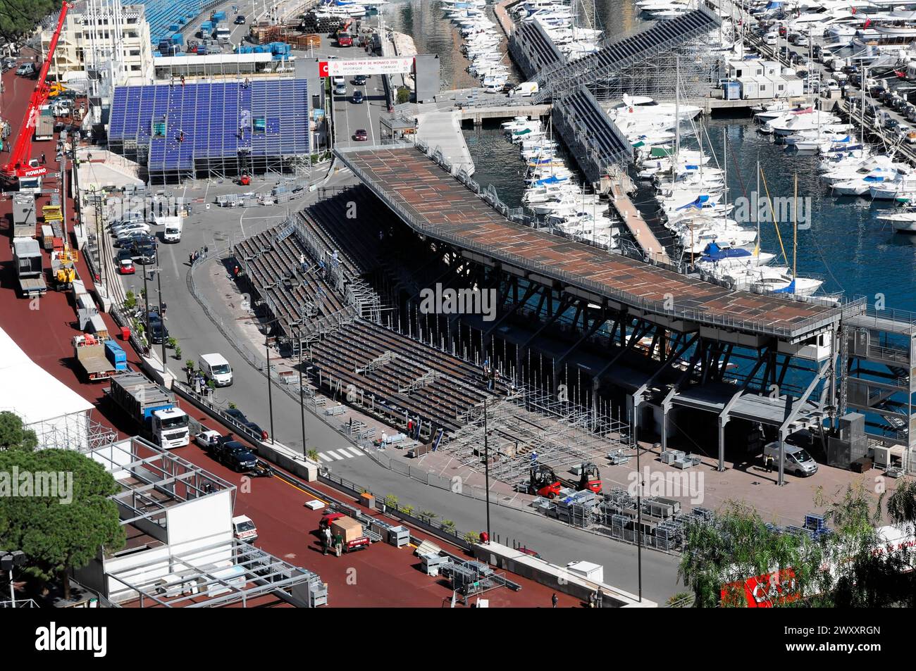Monte Carlo harbour, Empty grandstands and racing facilities of a ...