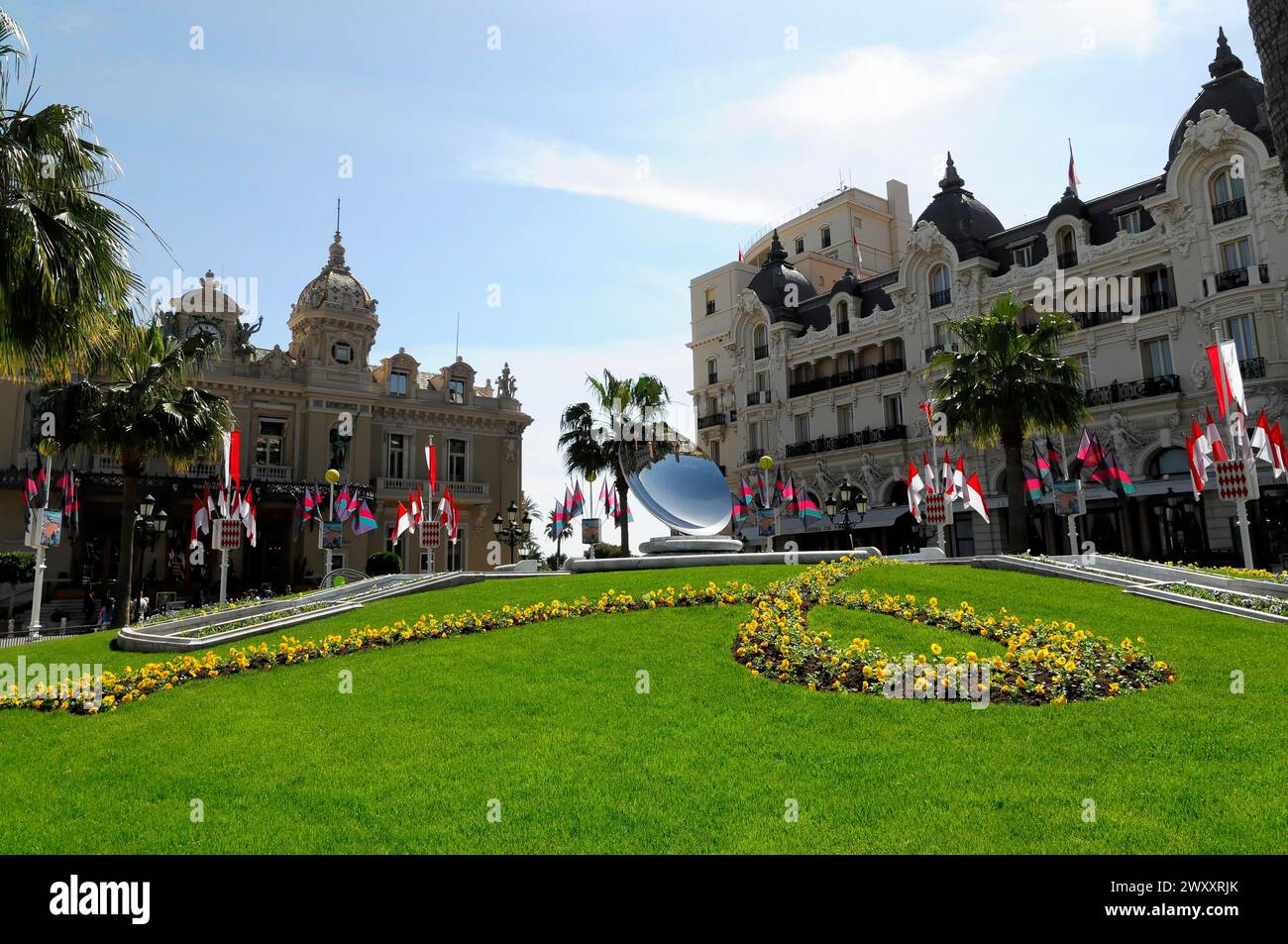 Wide angle view of the Casino Square in Monaco with surrounding ...