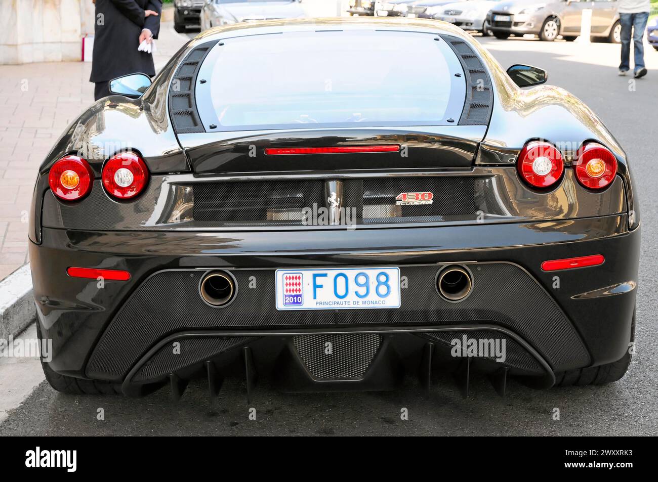 Ferrari 430 at the Casino, Monte Carlo, The rear of a black Ferrari ...