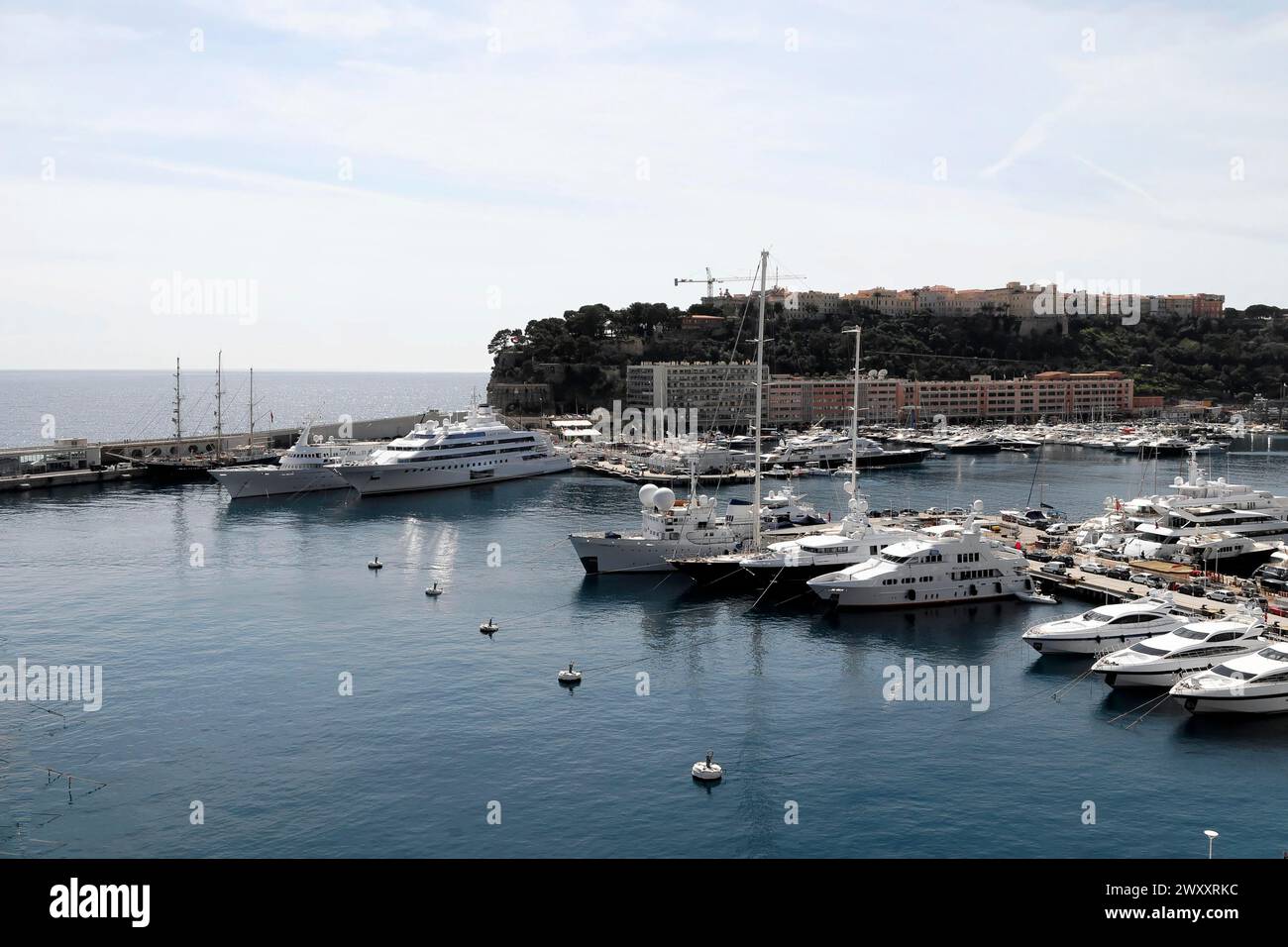 Monte Carlo harbour, A view of the luxury harbour with yachts and calm sea, Monte Carlo ...