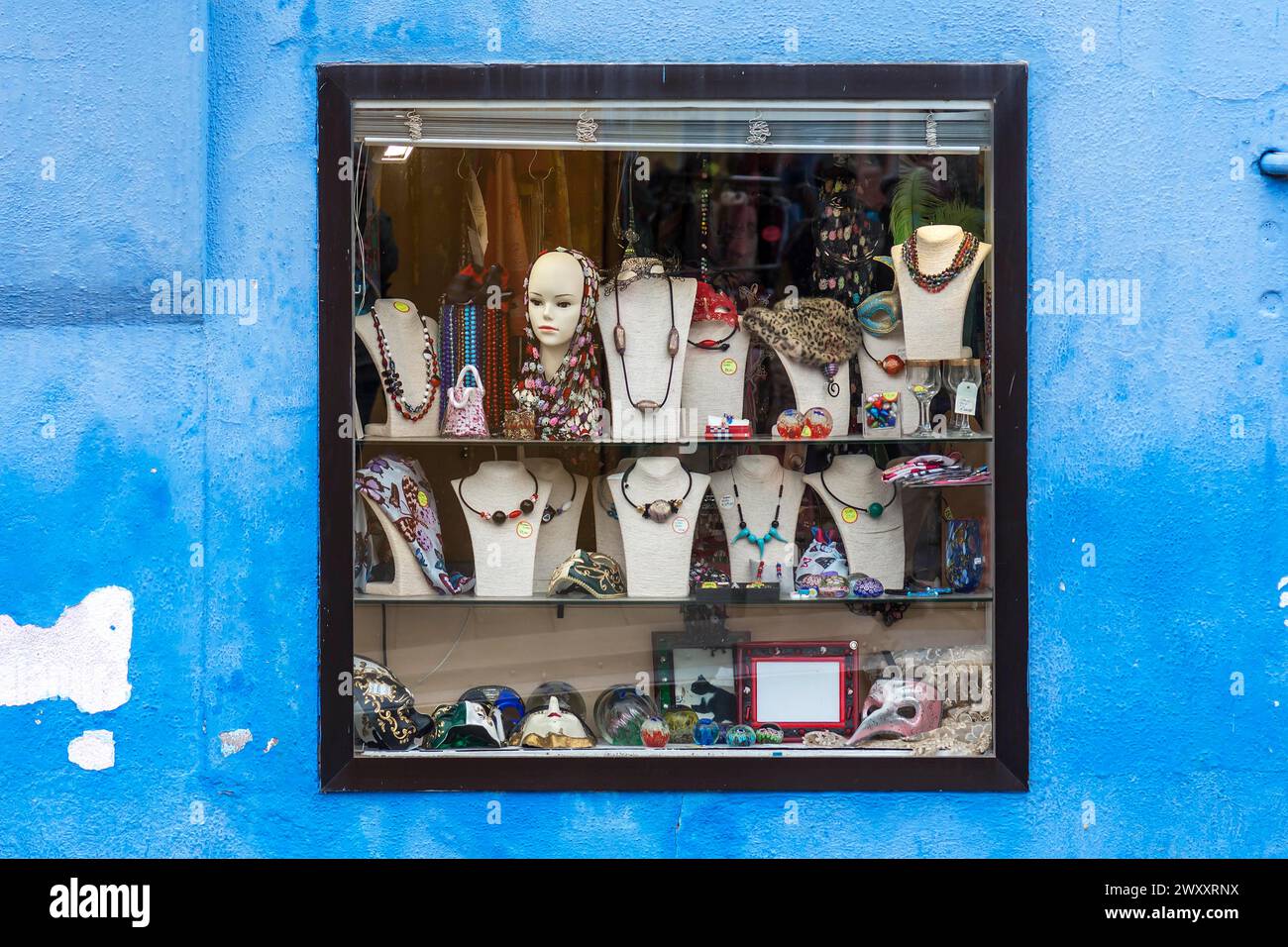 Shop window with costume jewellery, Burano, Veneto, Italy Stock Photo - Alamy