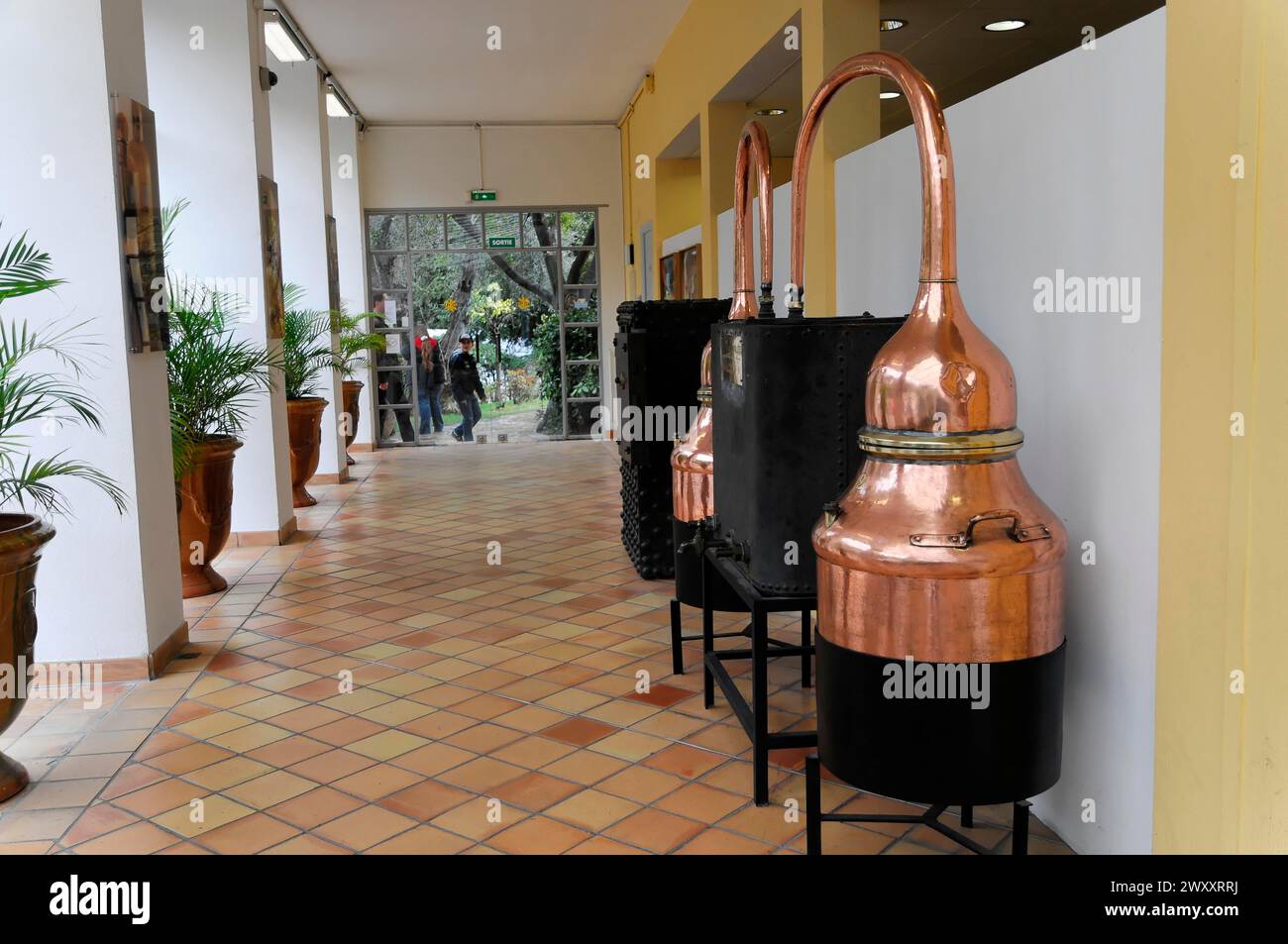 Large copper burner set up along a corridor, Fragonard perfume factory ...